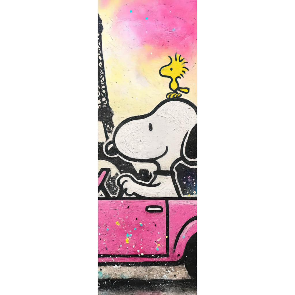 Poster Comic Hund vor Pariser Skyline Pop Art im Panorama Hoch ...