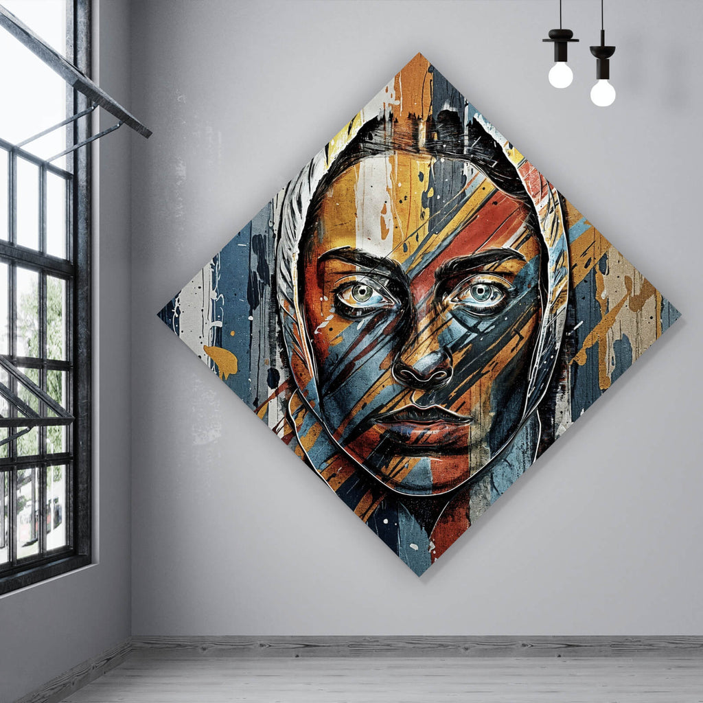 Leinwandbild Elegantes Gesichtsporträt einer Frau No.2 im Raute ...