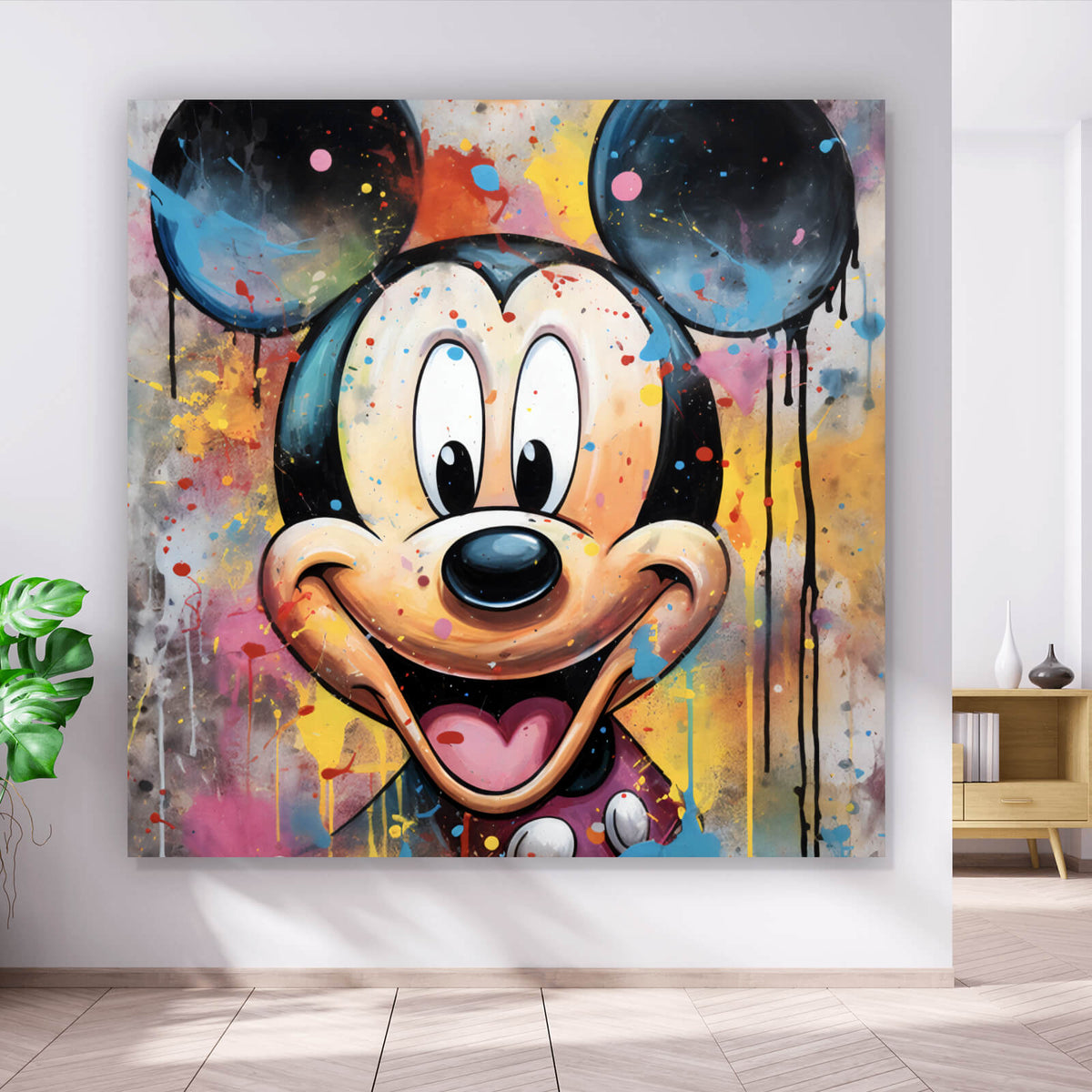 Leinwandbild Pop Art Micky Portrait im Quadrat, Aufhängefertig ...