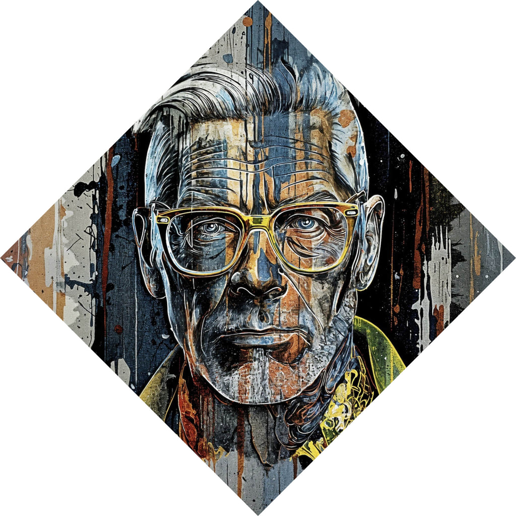 Spannrahmenbild Porträt Mann mit Brille im Raute, Aufhängefertig ...