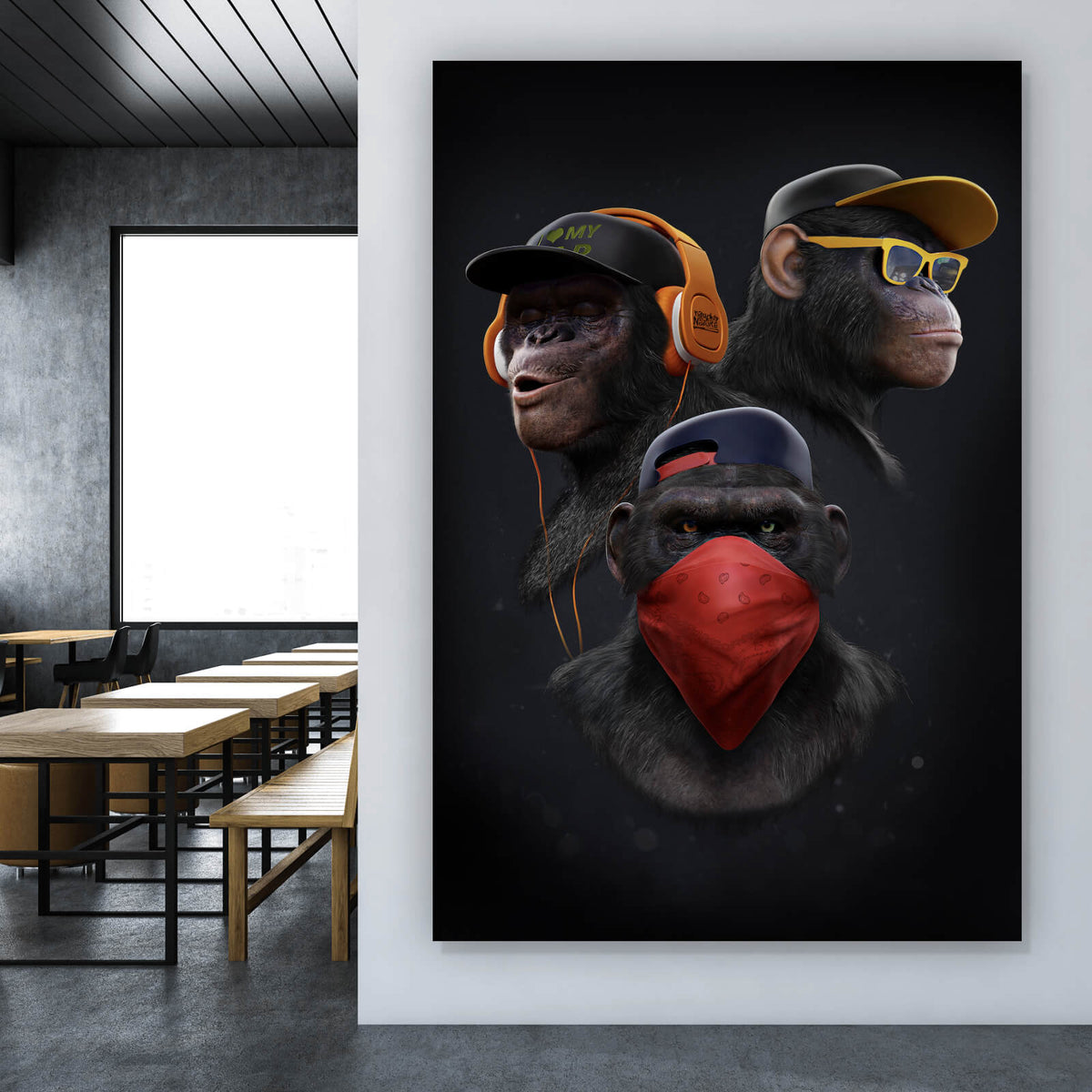 Poster 3 weise Affen 3 wise monkeys Gangster im Hochformat ...