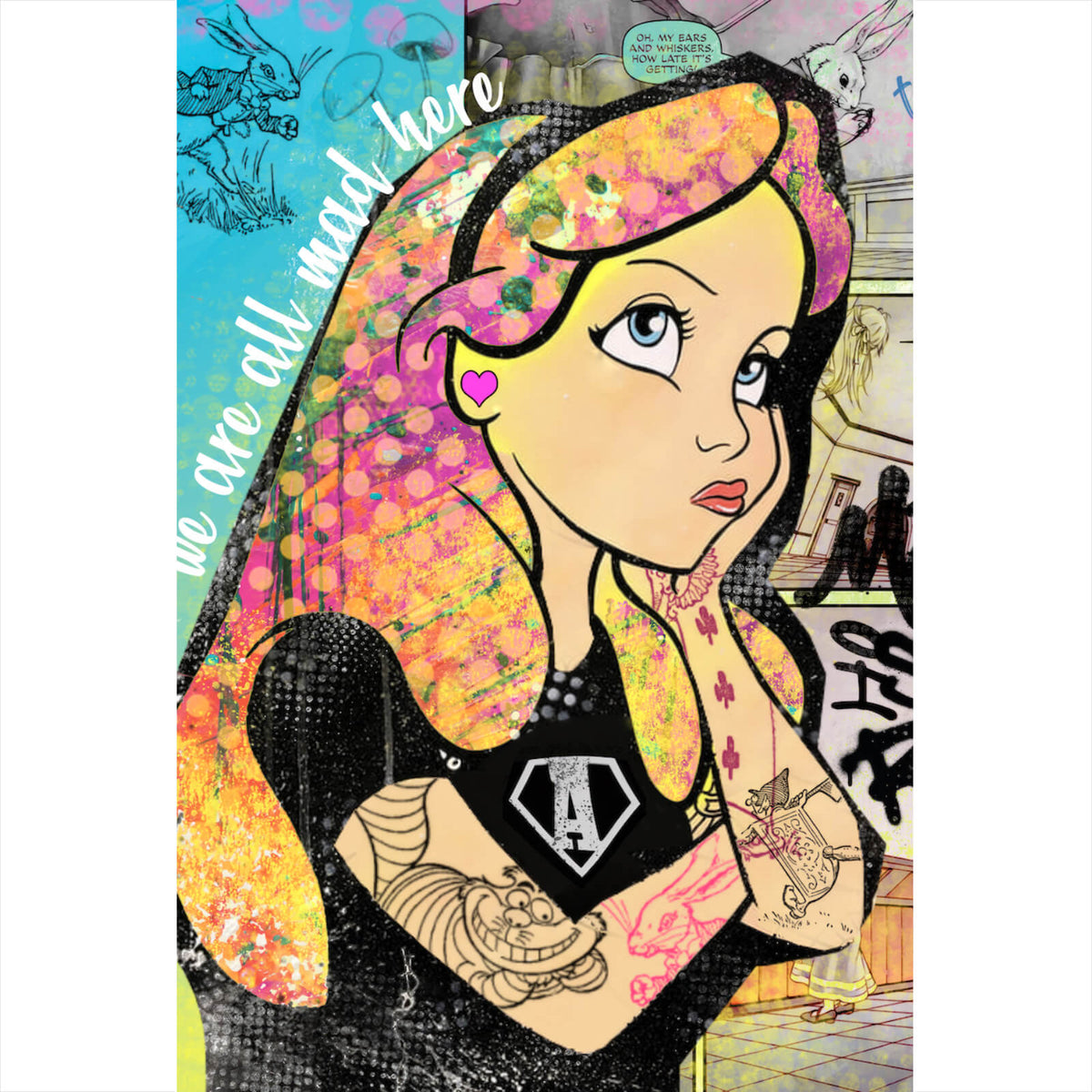 Aluminiumbild gebürstet Bad Alice Pop Art im Hochformat, Aufhängefertig ...
