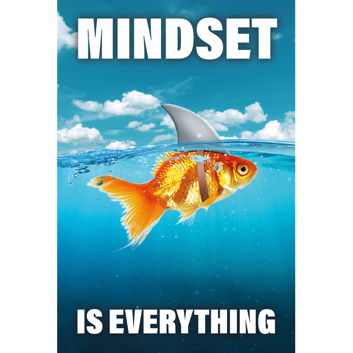 Poster Mindset is everything fish im Hochformat, Aufhängefertig ...